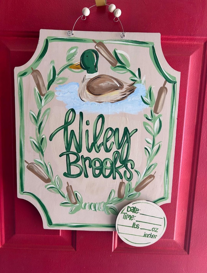 Duck Plaque Birth Announcement Door Hanger | Nursery Door Sign ...