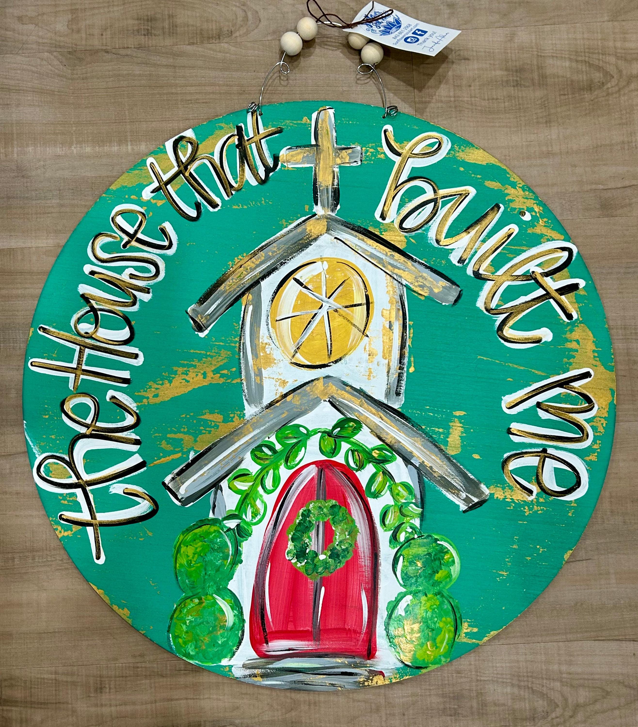 Turquoise With Gold Accents, Church Door Hanger, With Lyric - Etsy