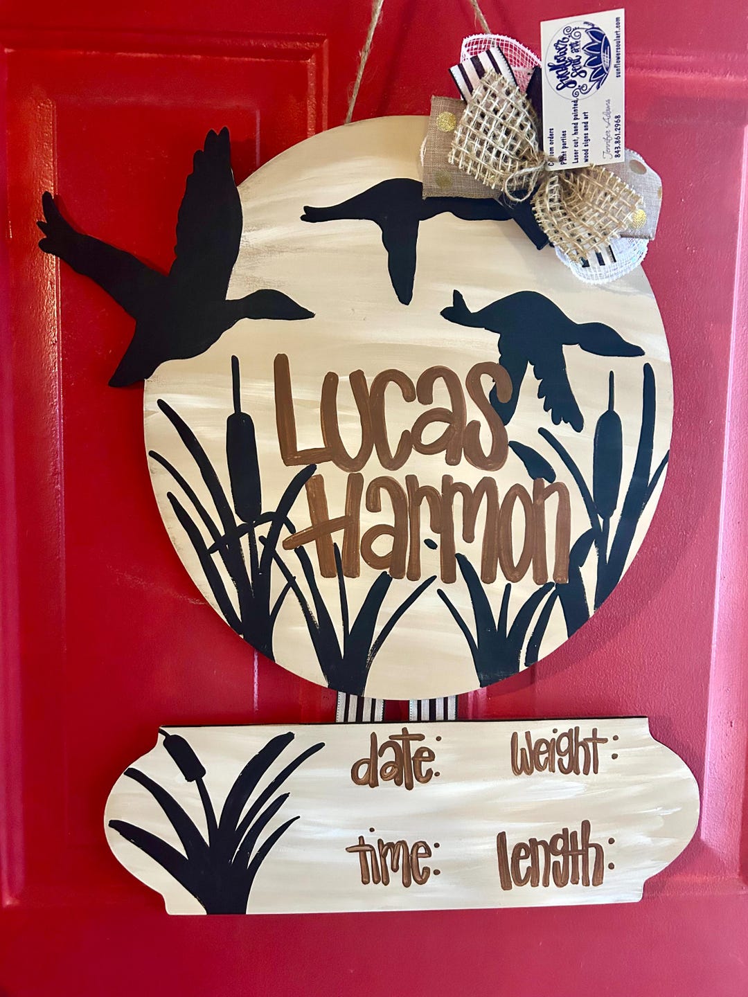 Duck Hunter Baby Door Hanger | Baby Birth Announcement Sign | Baby Door ...