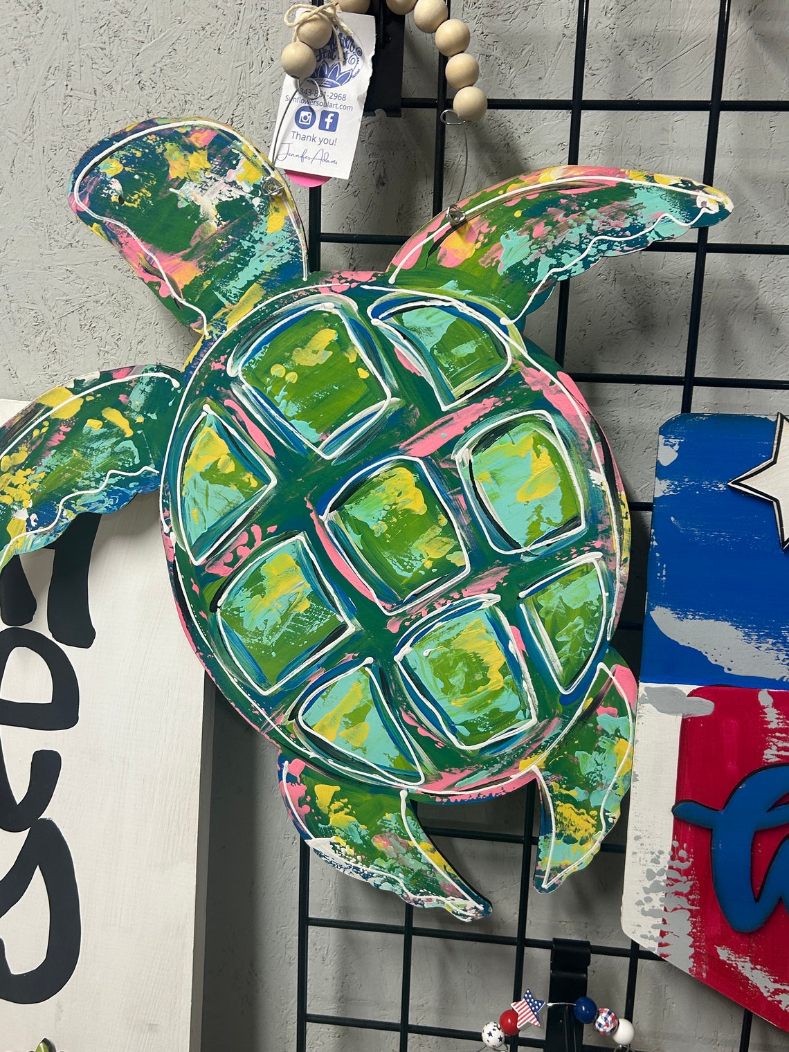 Funky Sea Turtle Door Hanger - Etsy