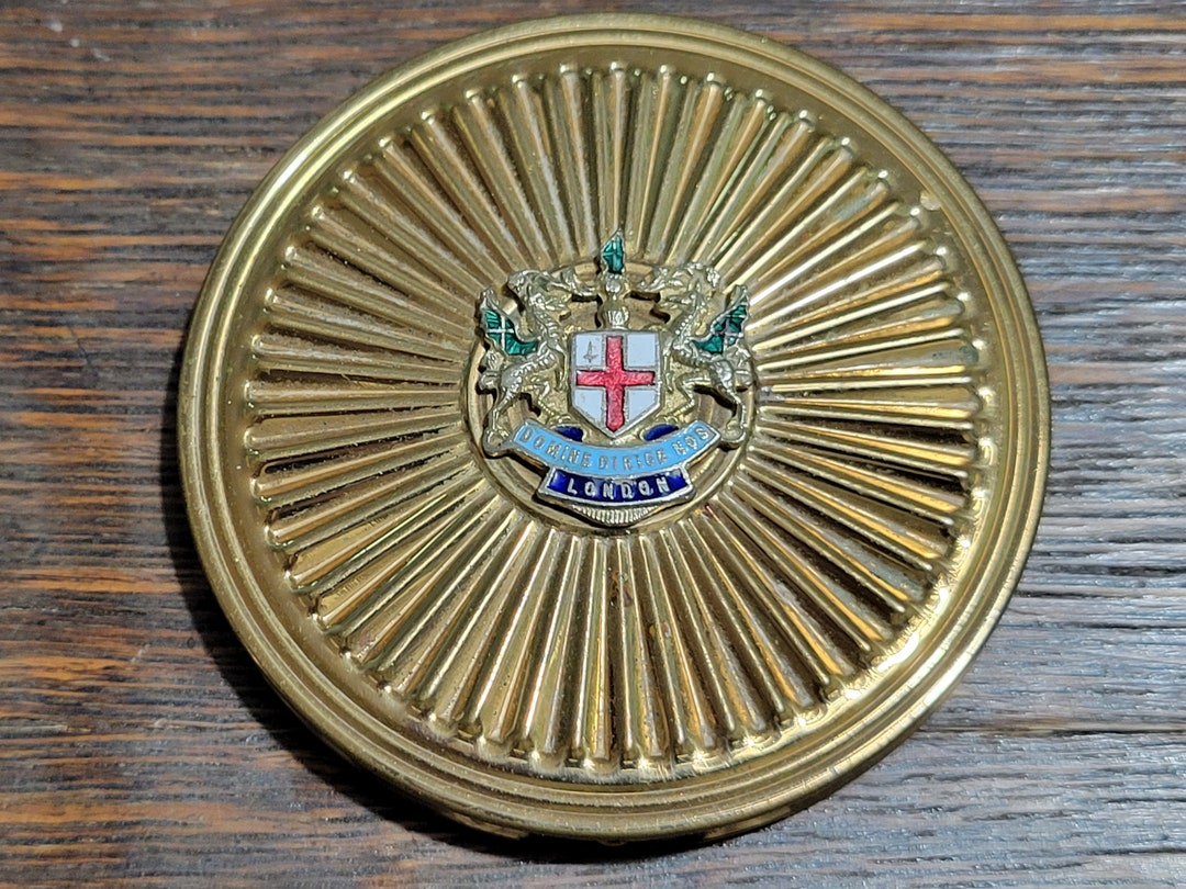 Vintage Metal and Enamel English Plaque Makeup Compact - Etsy