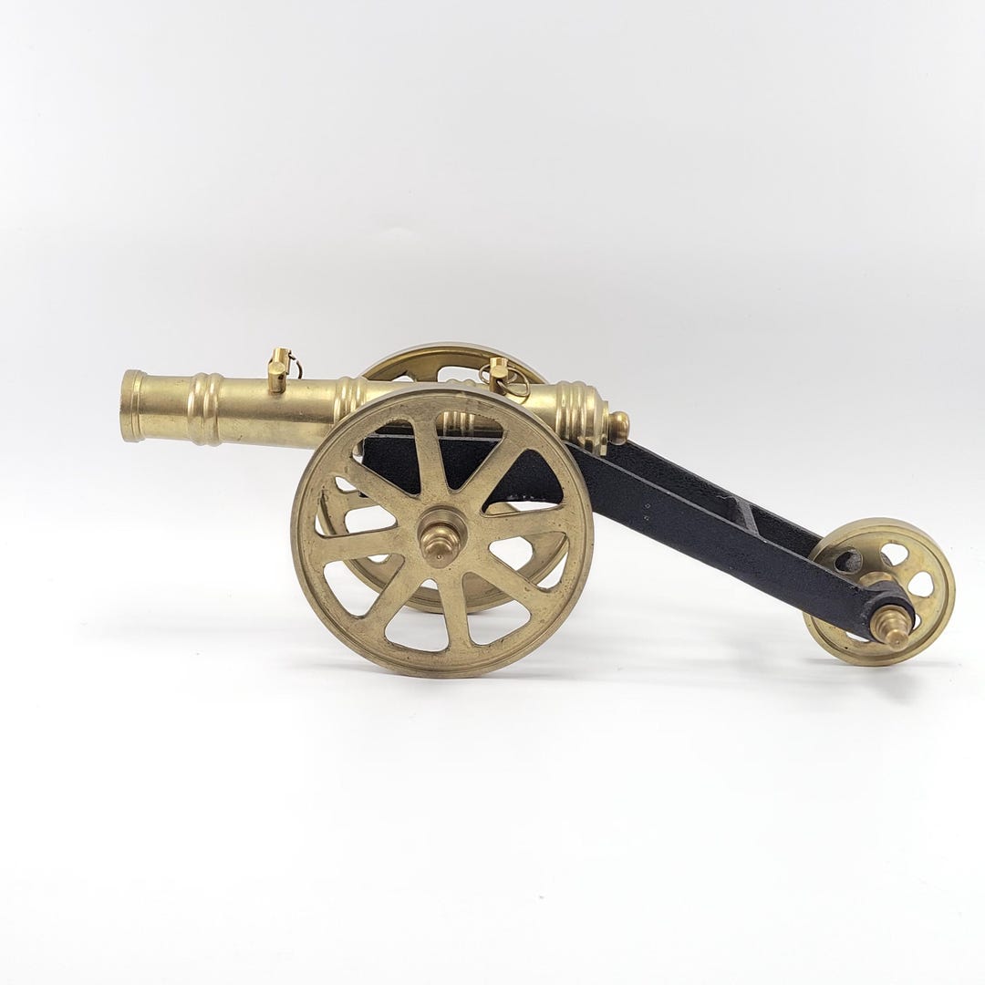 Vintage 10.5" Brass and Cast Iron 3 Wheeled Toy Replica Cannon - Etsy