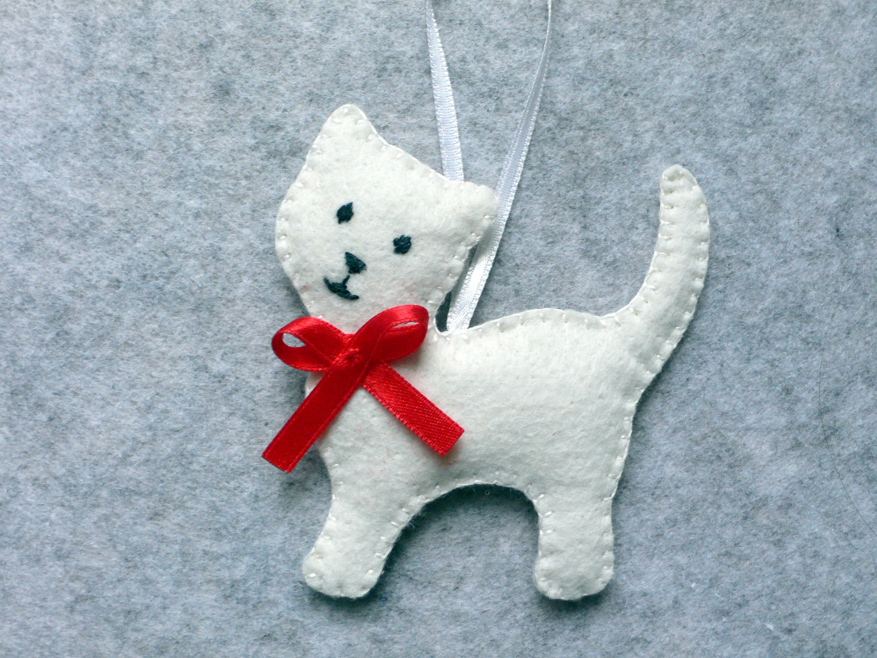 Set of 3 Felt Cat Christmas Tree Ornaments Handmade Felt - Etsy