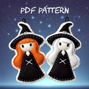 Felt Witches PDF Pattern and Tutorial, Sewing Craft, Halloween Witch ...