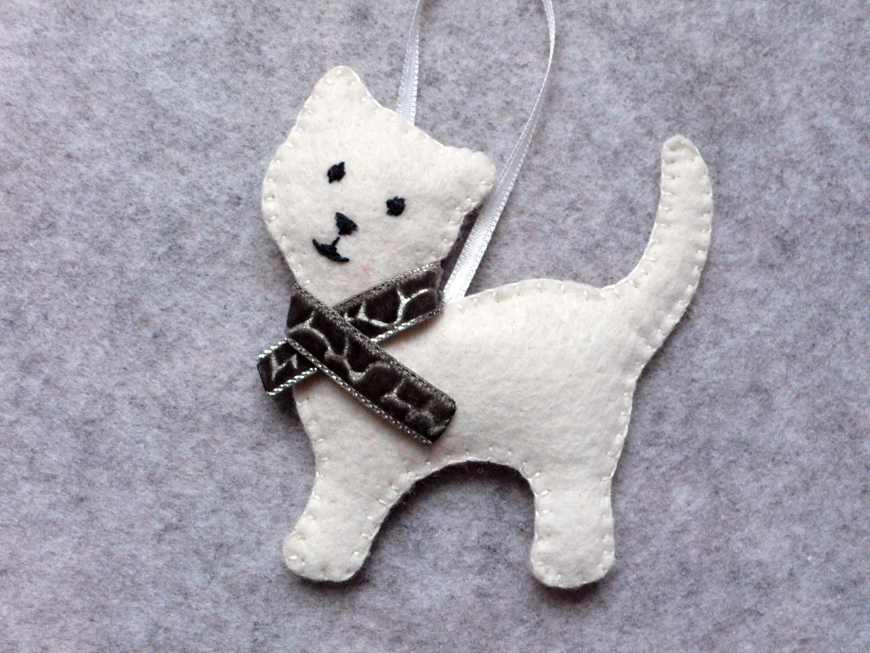 Set of 3 Felt Cat Christmas Tree Ornaments Handmade Felt - Etsy