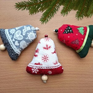 Fabric Christmas Bell Ornament Sewing Pattern and Tutorial, Two Sizes ...