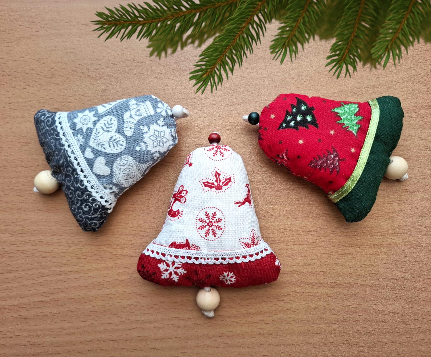 Fabric Christmas Bell Ornament Sewing Pattern and Tutorial, Two Sizes ...