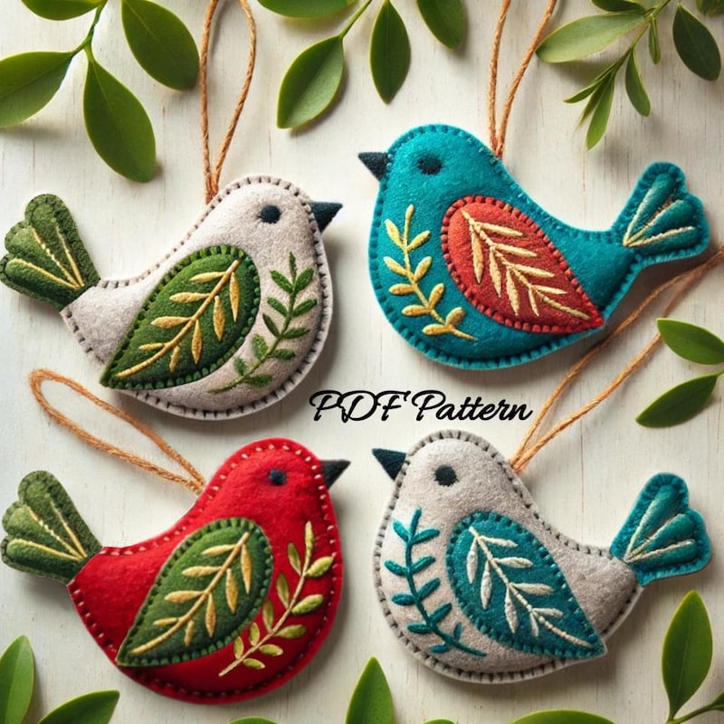 Embroidered Felt Birds Kit - Etsy UK