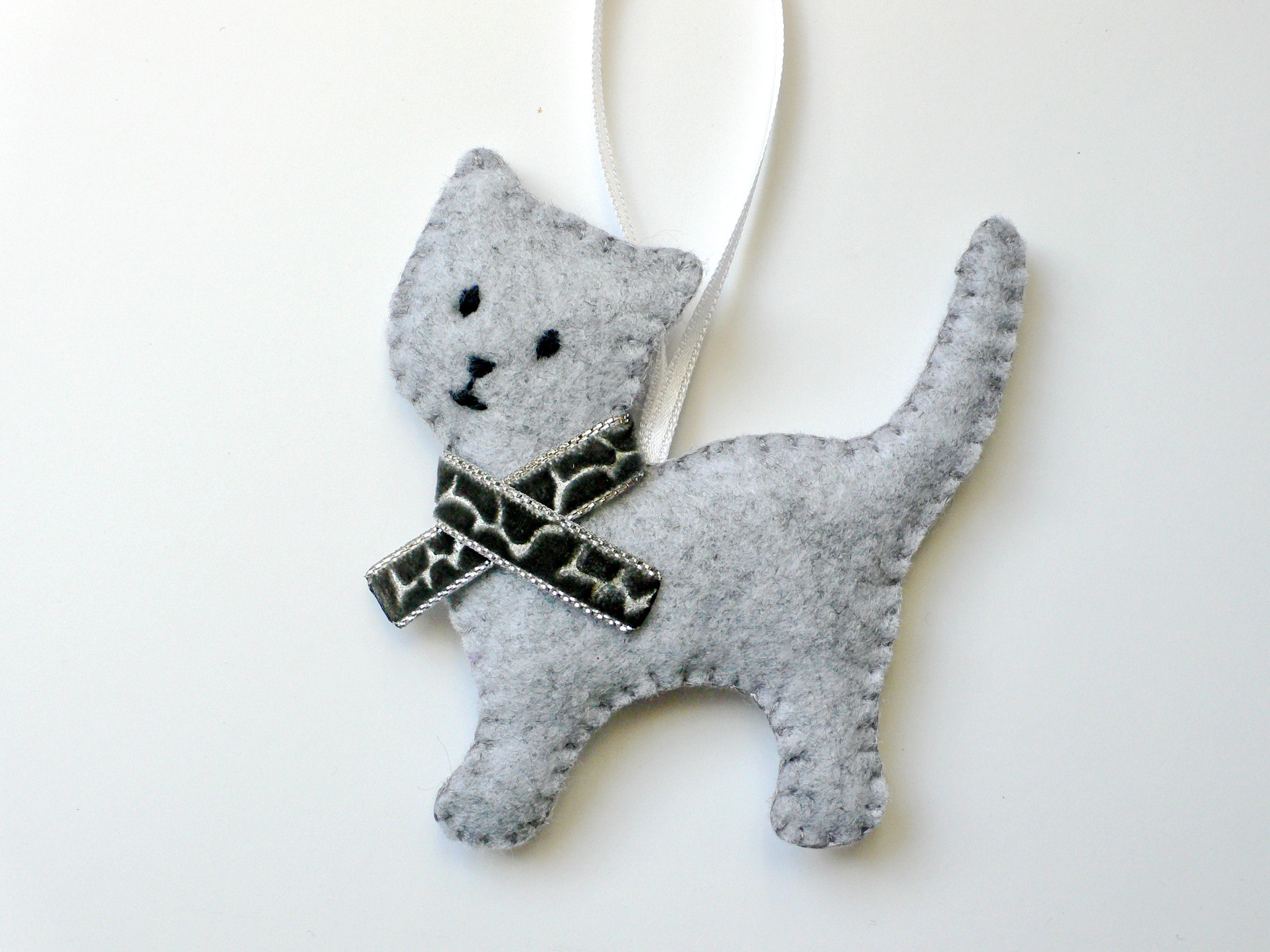 Set of 3 Felt Cat Christmas Tree Ornaments Handmade Felt - Etsy