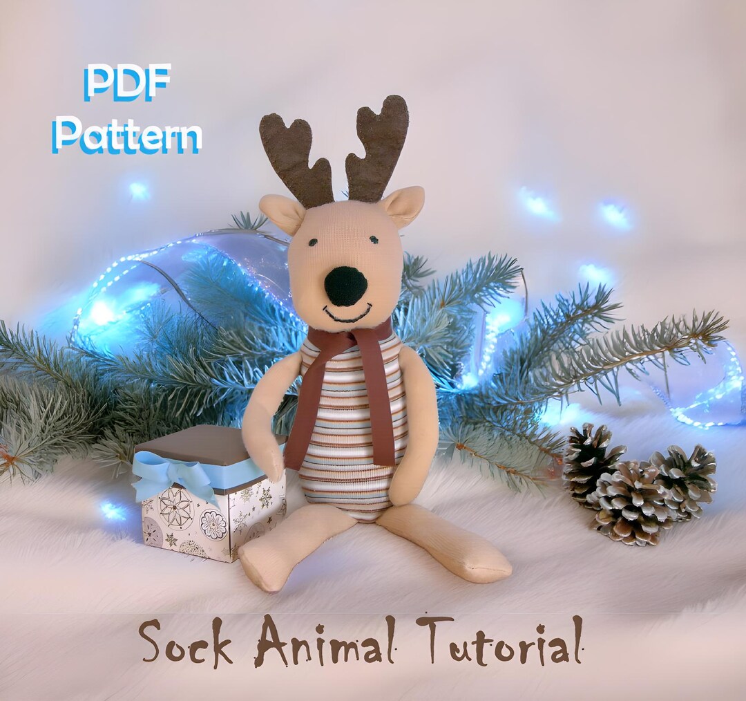 Reindeer Sewing Pattern and Tutorial DIY Handmade Sock Reindeer PDF ...