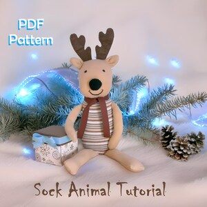 Reindeer Sewing Pattern and Tutorial - DIY Handmade Sock Reindeer PDF ...