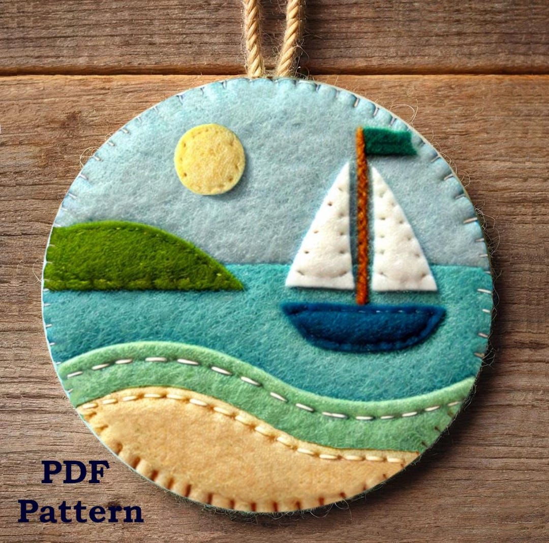 Felt Sailboat Ornament Sewing Pattern & Tutorial PDF File, DIY Round ...