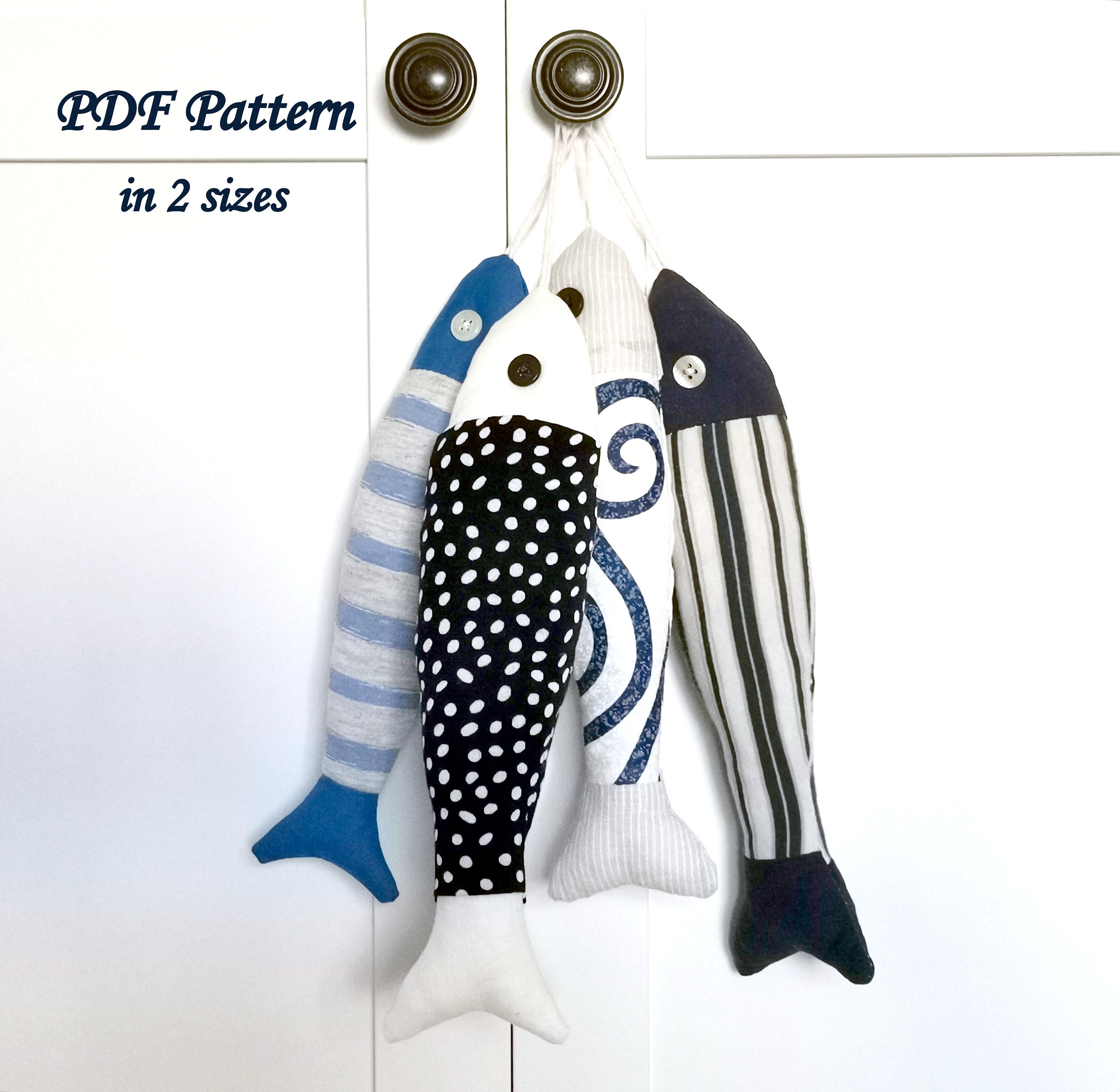 Fish DIY Pattern and Tutorial, Soft Sardine Sewing Pattern in 2 Sizes ...
