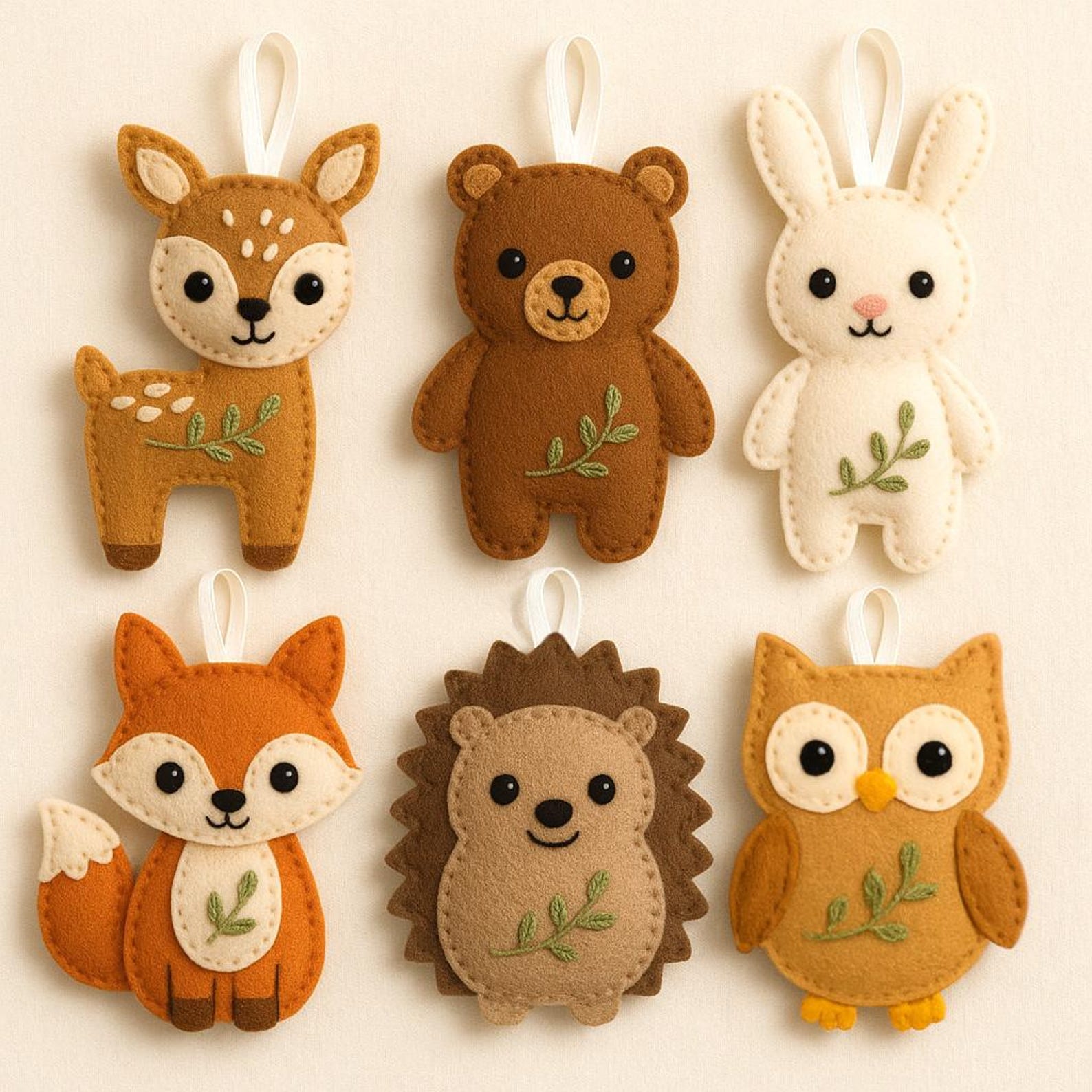 Woodland Animal Felt Ornament Patterns, Set of 6 Forest Animals With ...