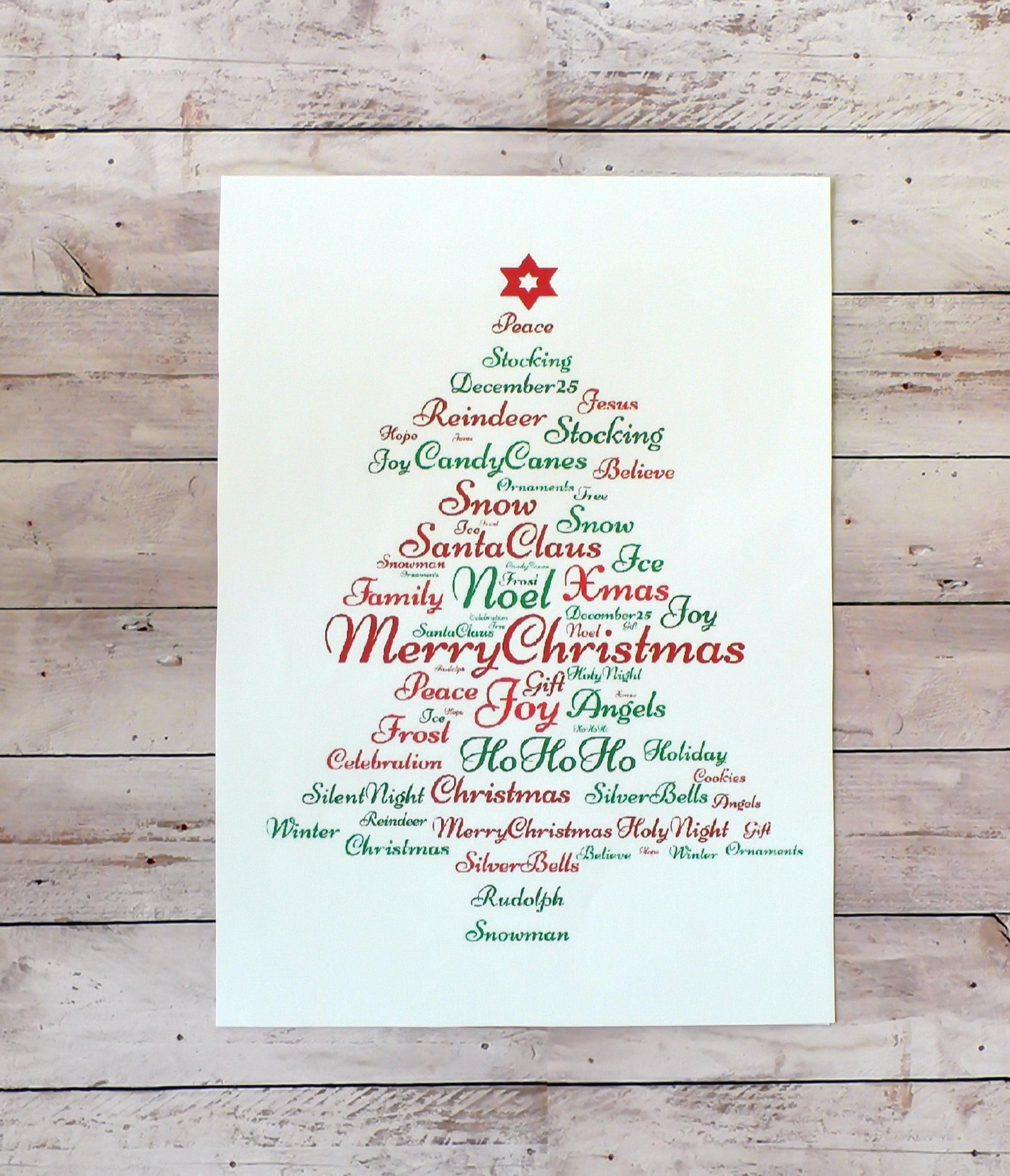 Printable Christmas Tree Wall Art Word in Christmas Tree - Etsy