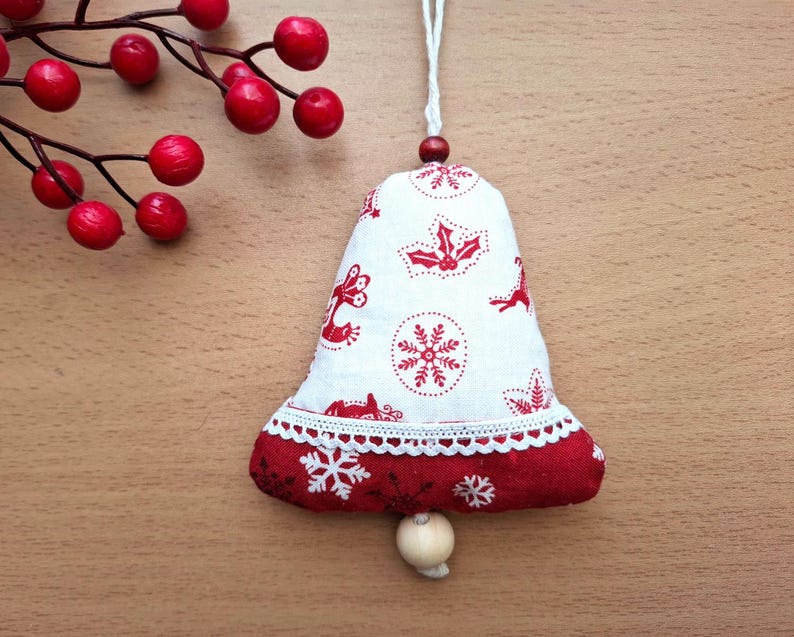 Fabric Christmas Bell Ornament Sewing Pattern and Tutorial, Two Sizes ...