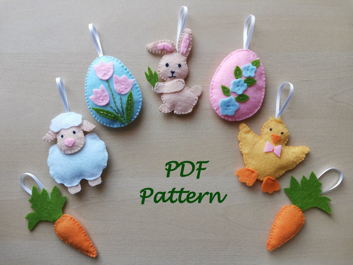 Felt Easter Ornaments Pdf Sewing Pattern, DIY Crafting Felt Ornament ...