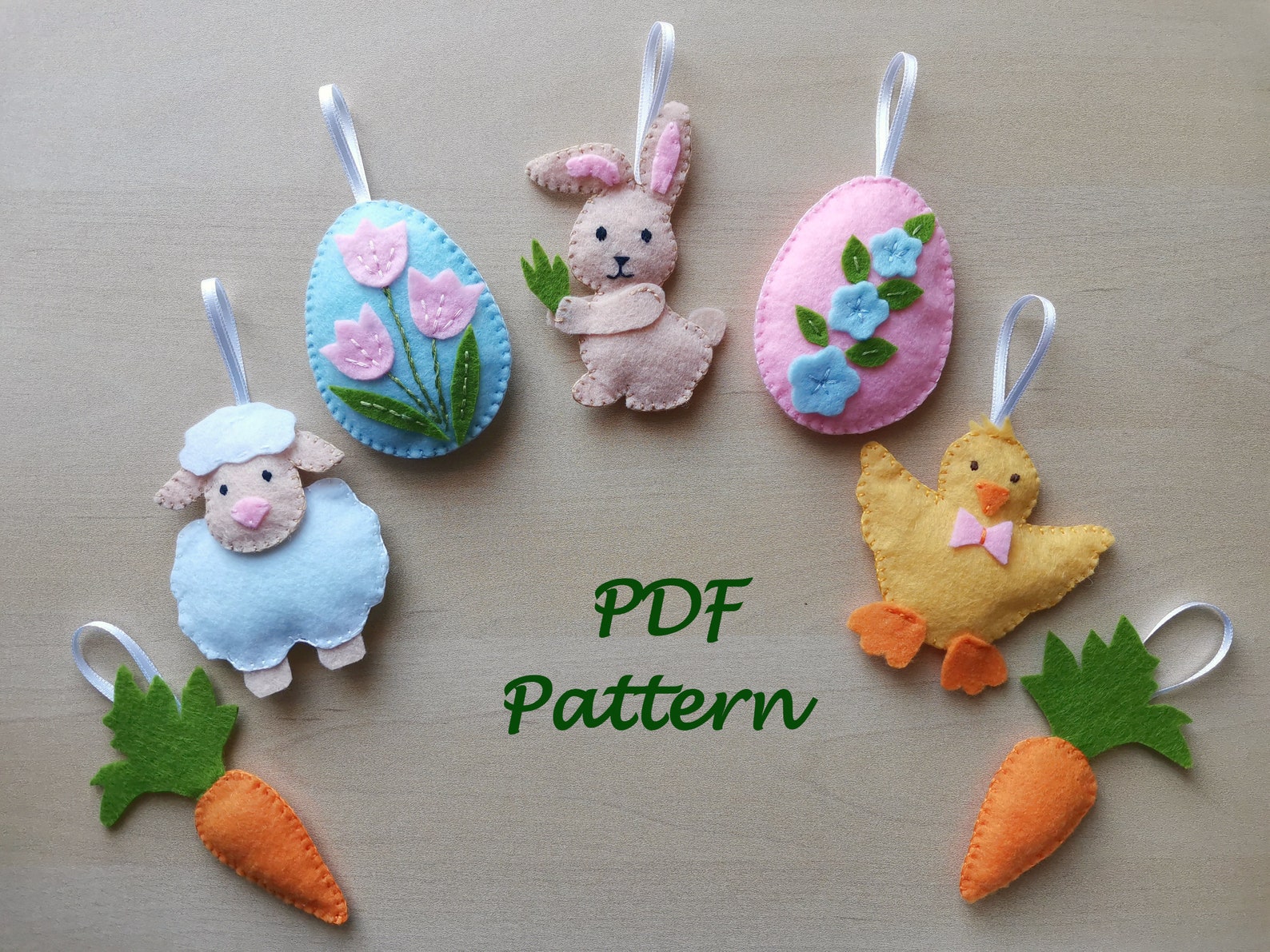 Felt Easter Ornaments Pdf Sewing Pattern, DIY Crafting Felt Ornament ...