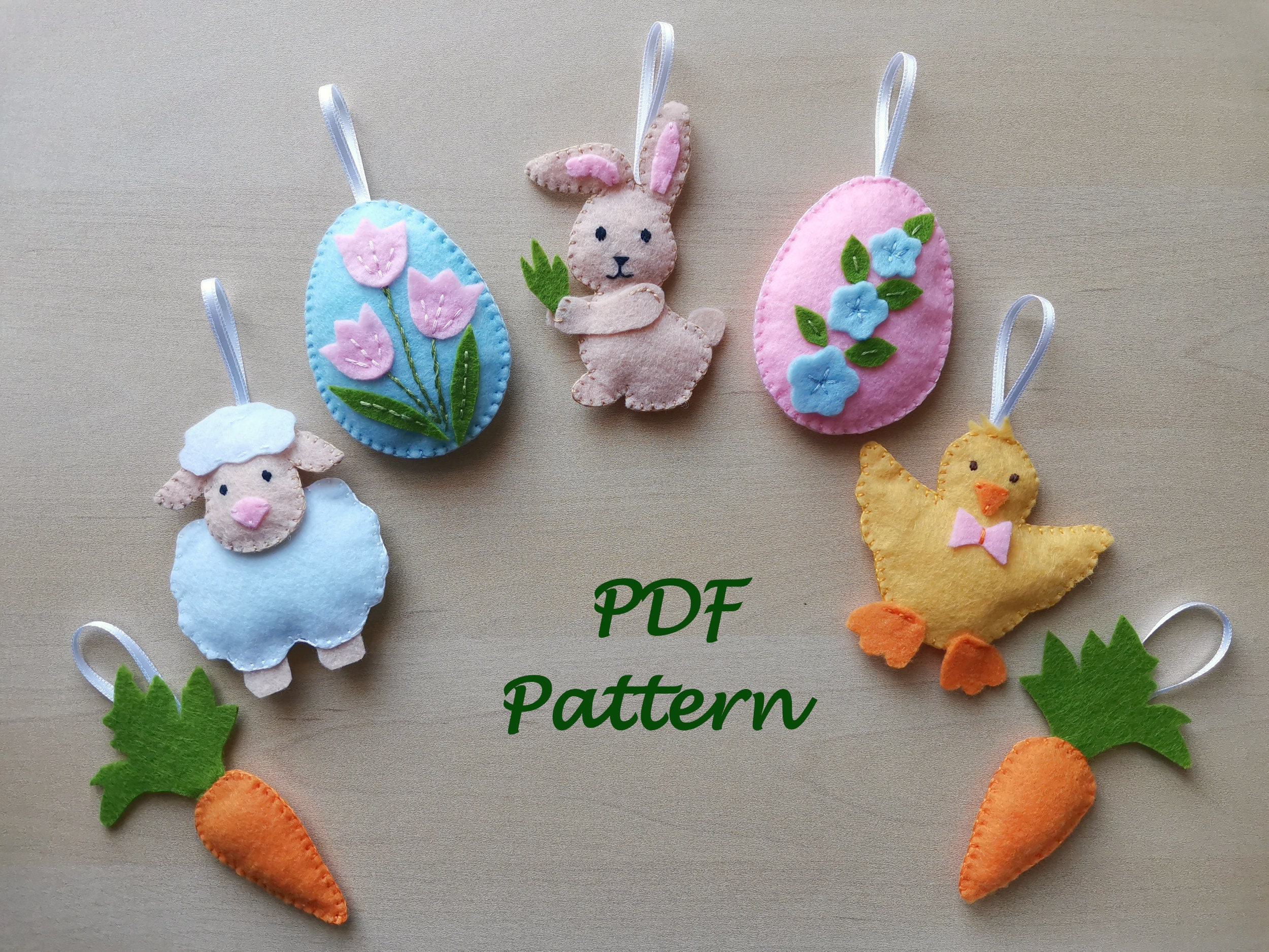 Felt Easter Ornaments Pdf Sewing Pattern, DIY Crafting Felt Ornament ...