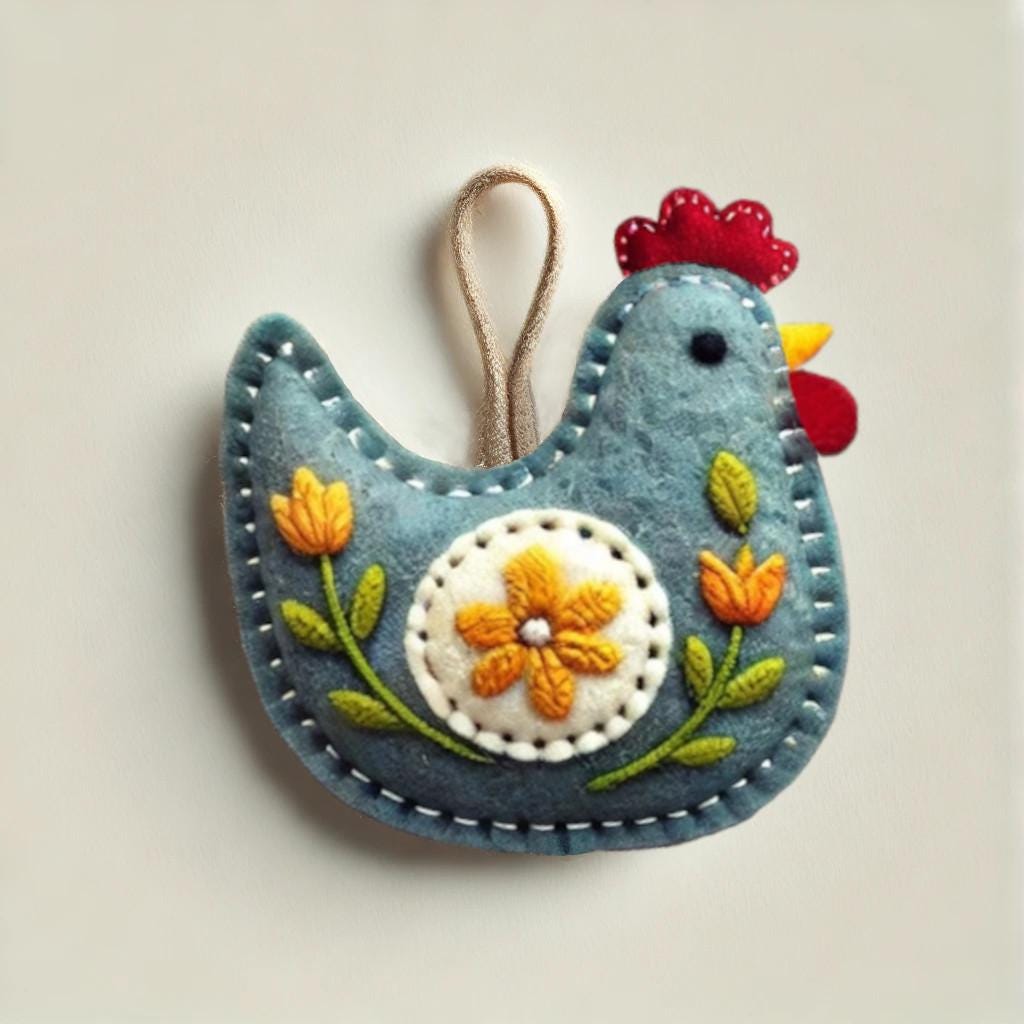 Felt Easter Hen Ornaments Pattern DIY Sewing Craft Project Felt Hen ...