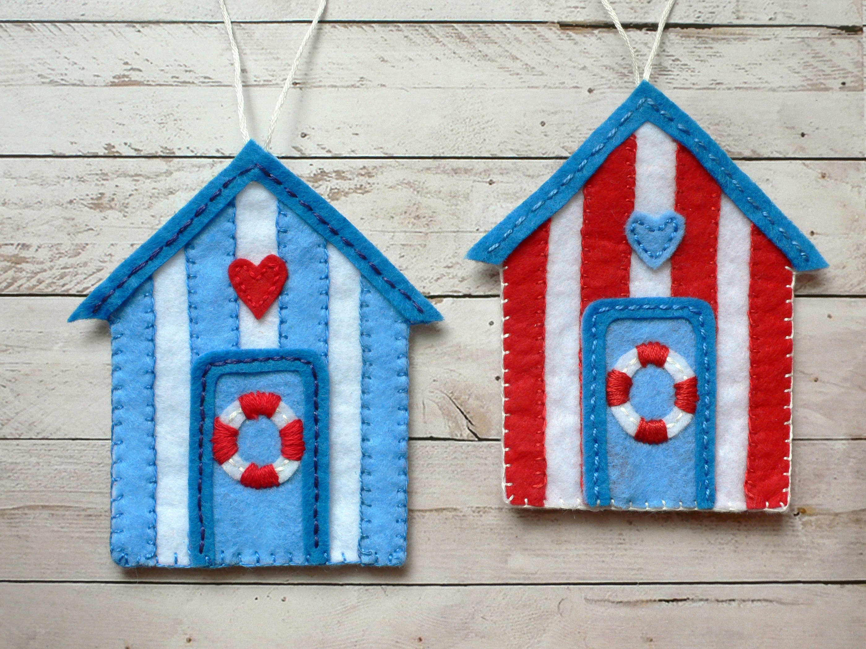 Felt Beach House Ornament PDF Sewing Pattern and Tutorial Nautical ...