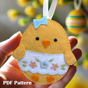 Felt Easter Chick Ornament Sewing Pattern DIY Felt Chick Ornament With ...