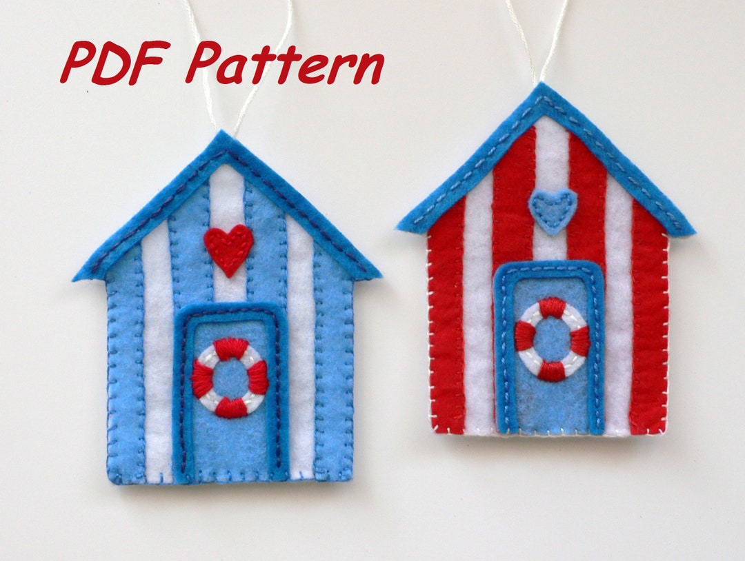 Felt Beach House Ornament PDF Sewing Pattern and Tutorial Nautical ...