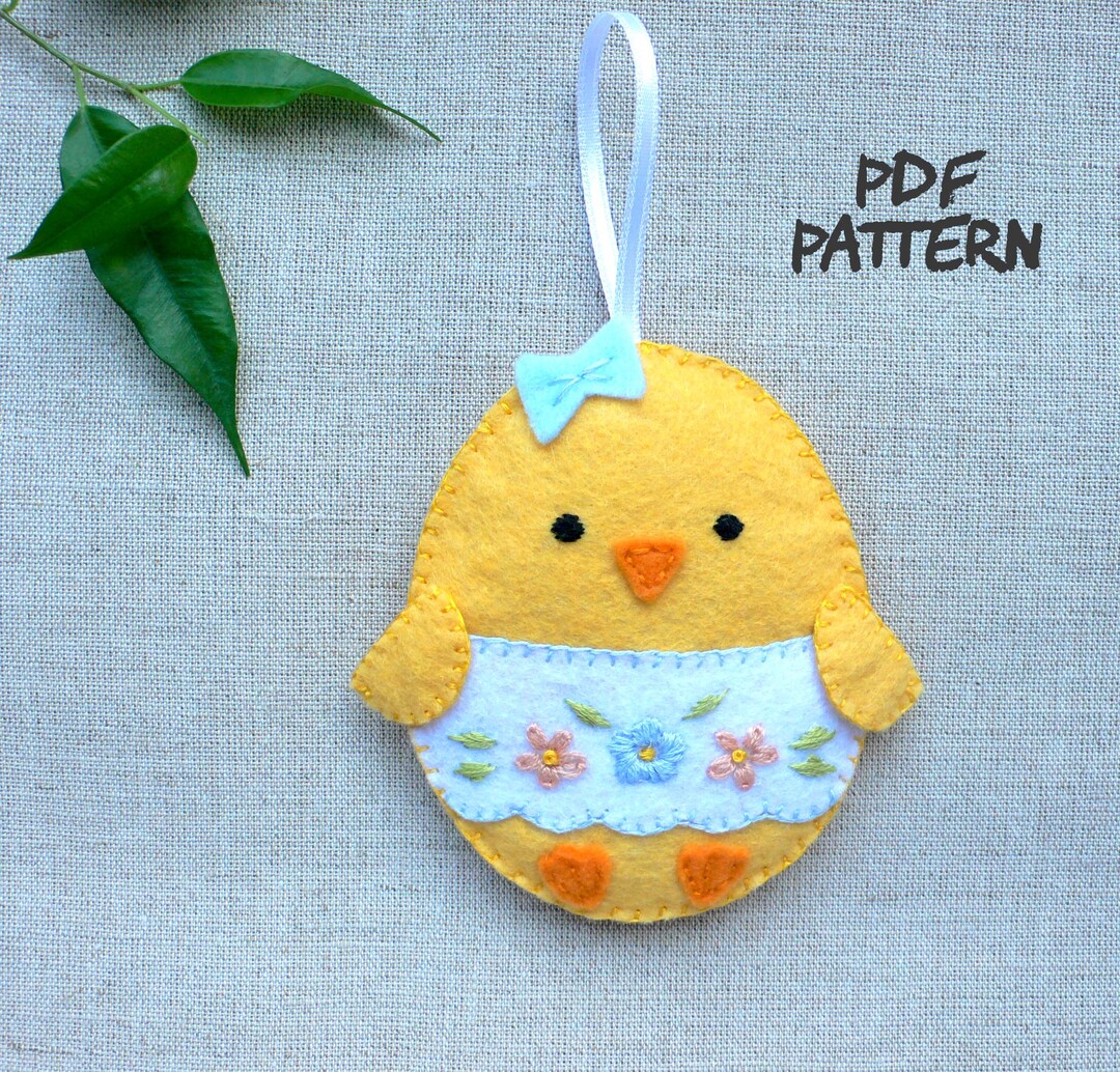 Felt Easter Chick Ornament Pattern DIY Sewing Craft Project Felt Chick ...