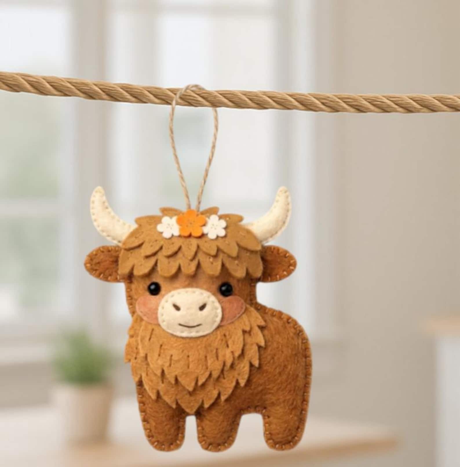 Felt Highland Cow Ornament Pattern, Cute Cow Sewing PDF Tutorial, Felt ...