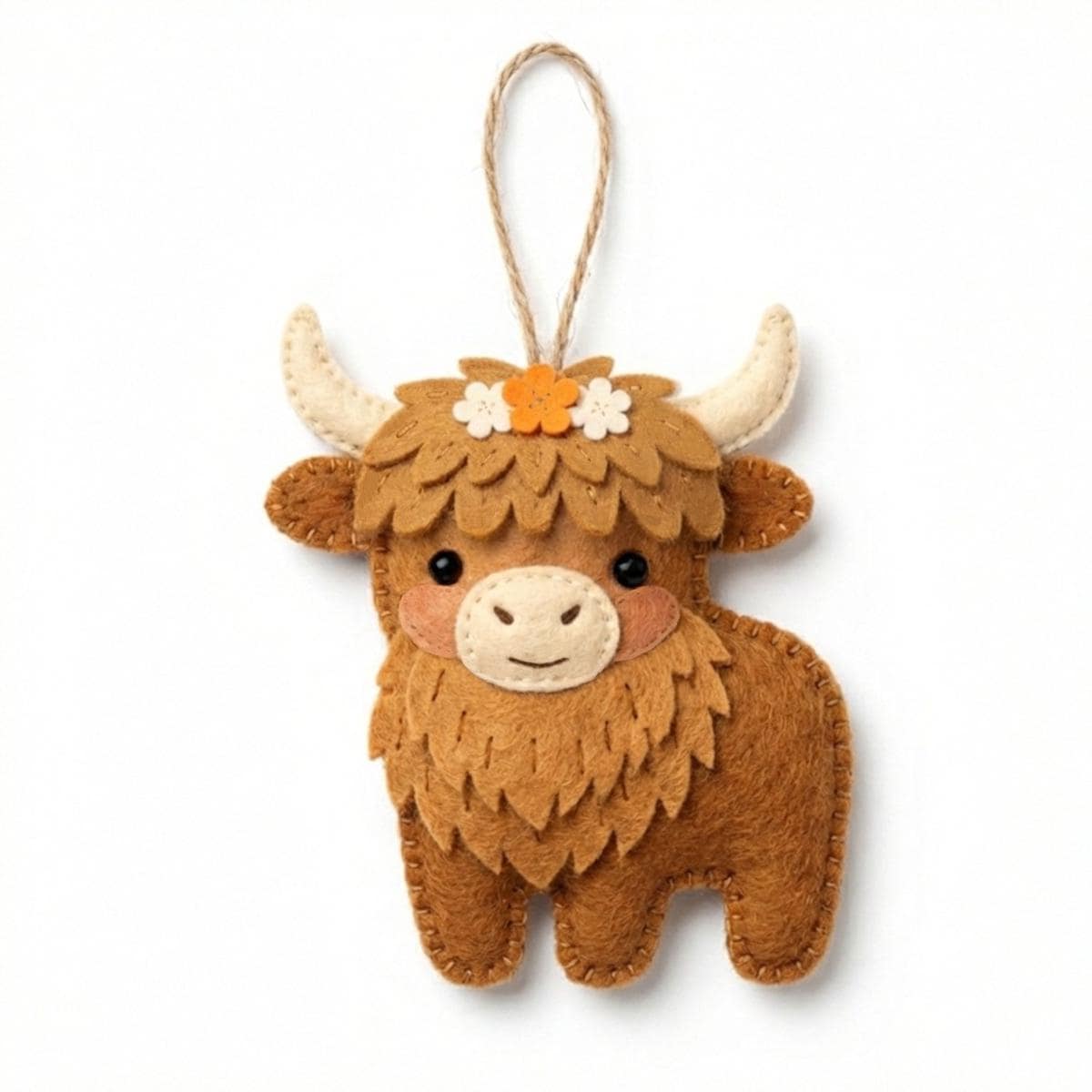 Felt Highland Cow Ornament Pattern, Cute Cow Sewing PDF Tutorial, Felt ...