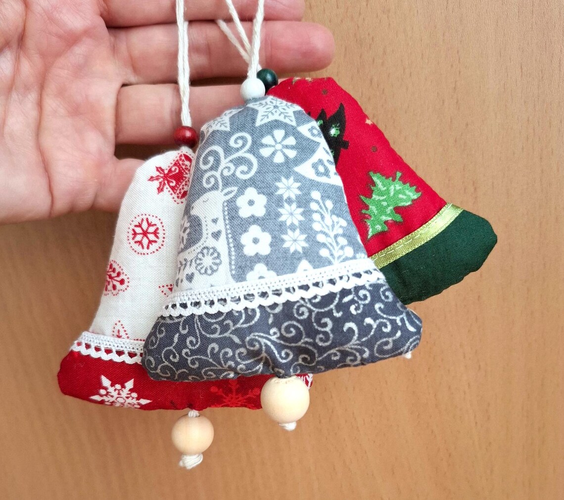 Fabric Christmas Bell Ornament Sewing Pattern and Tutorial, Two Sizes ...