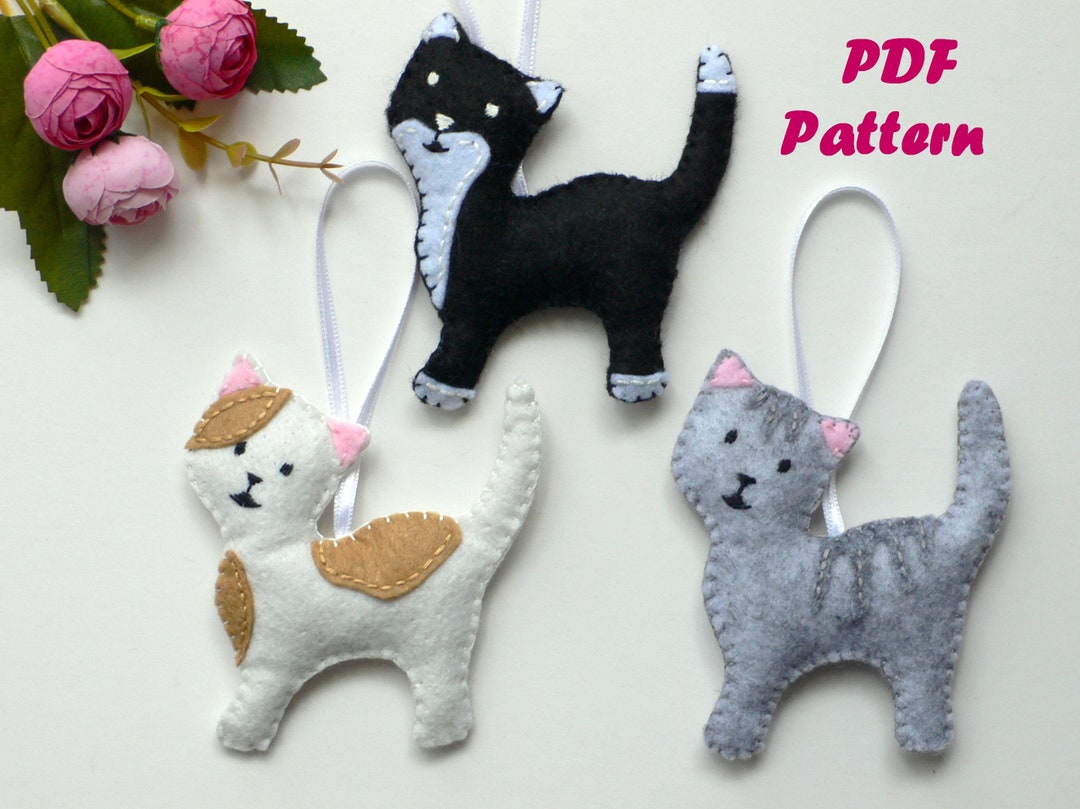 PDF Kitty Cats Felt Ornaments Sewing Pattern DIY Crafting Handmade Cats ...