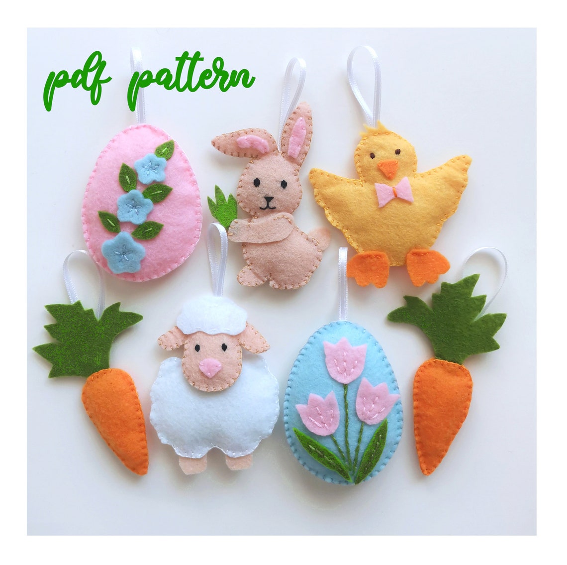 Felt Easter Ornaments Pdf Sewing Pattern, DIY Crafting Felt Ornament ...