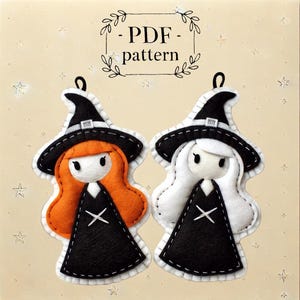 Felt Witches PDF Pattern and Tutorial, Sewing Craft, Halloween Witch ...