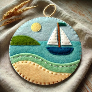 Felt Sailboat Ornament Sewing Pattern and Tutorial, DIY Summer Felt ...