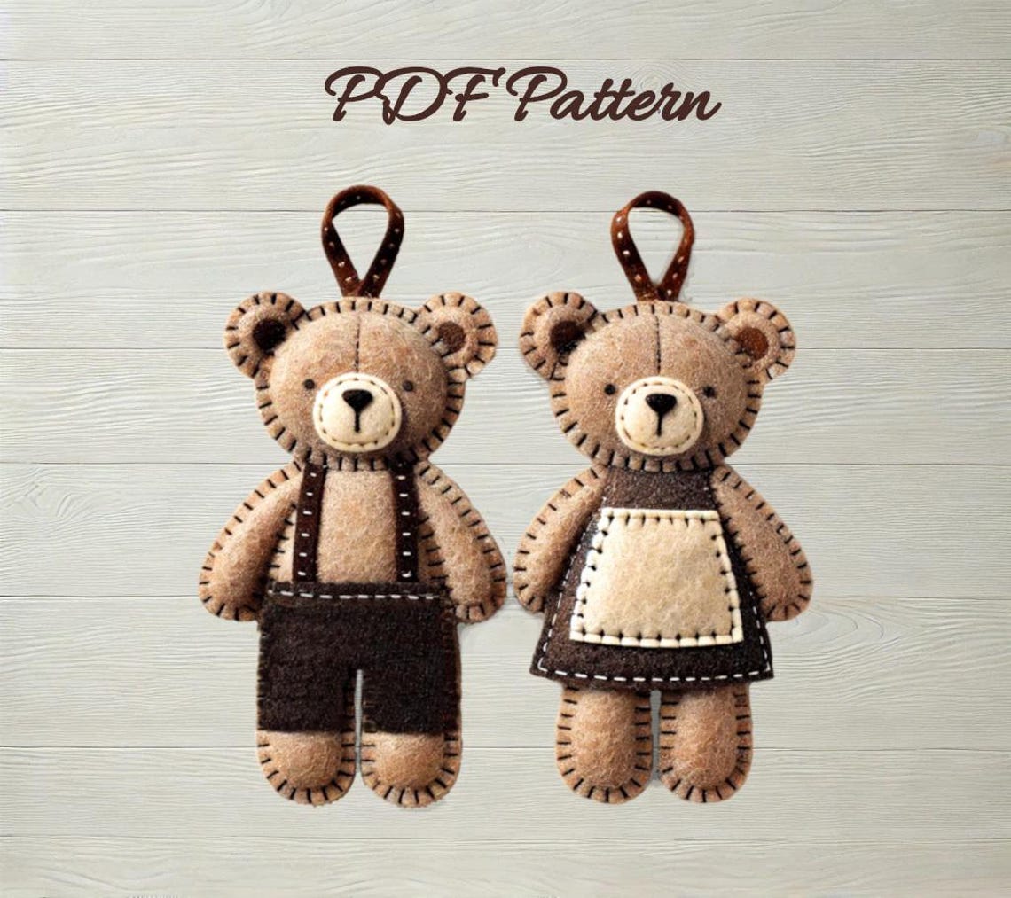 Felt Teddy Bear Pair PDF Pattern and Tutorial Instant Download, Boy and ...
