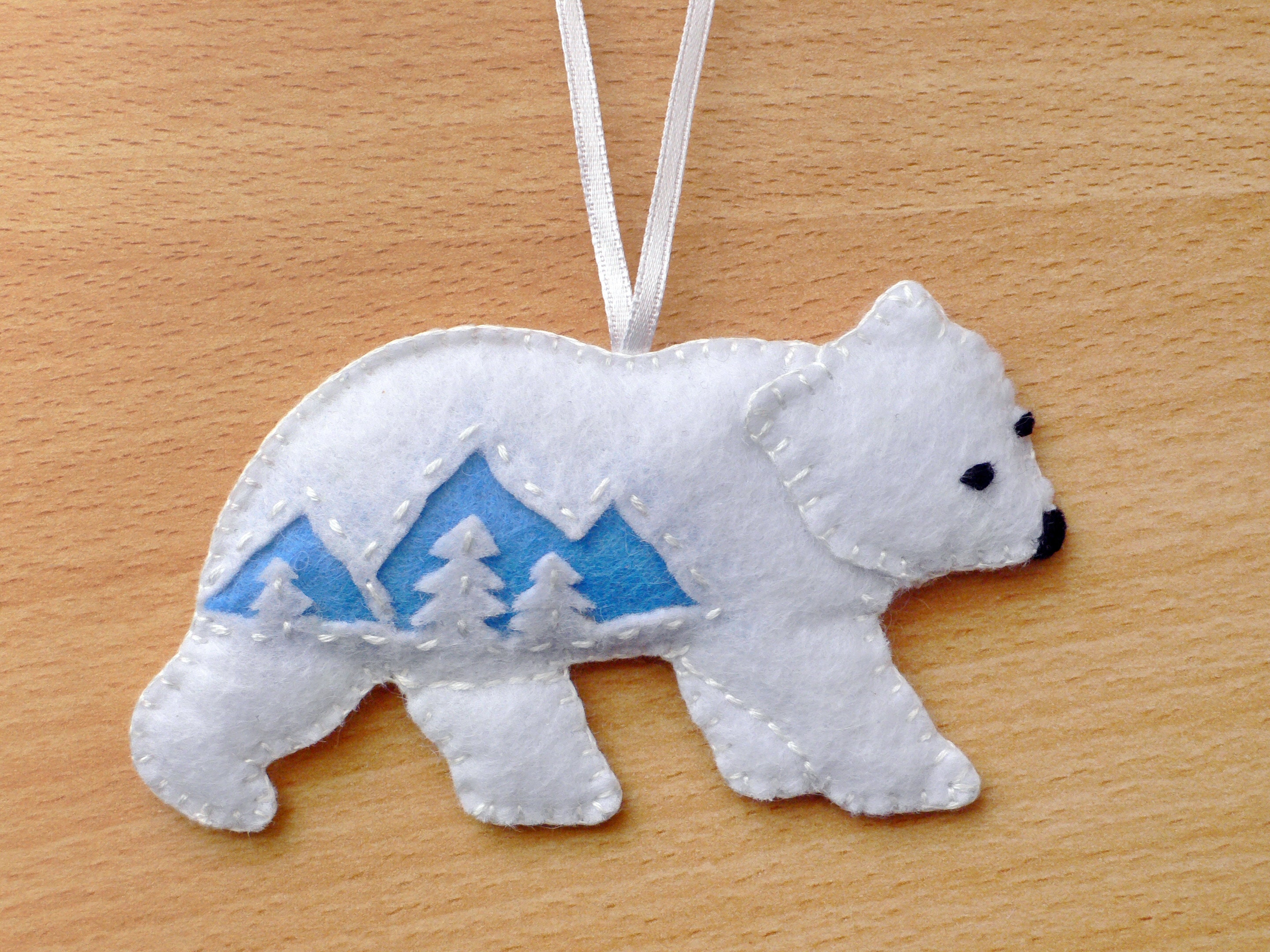 Polar Bear Felt Ornament Sewing Pattern DIY Handmade Gift Instant ...