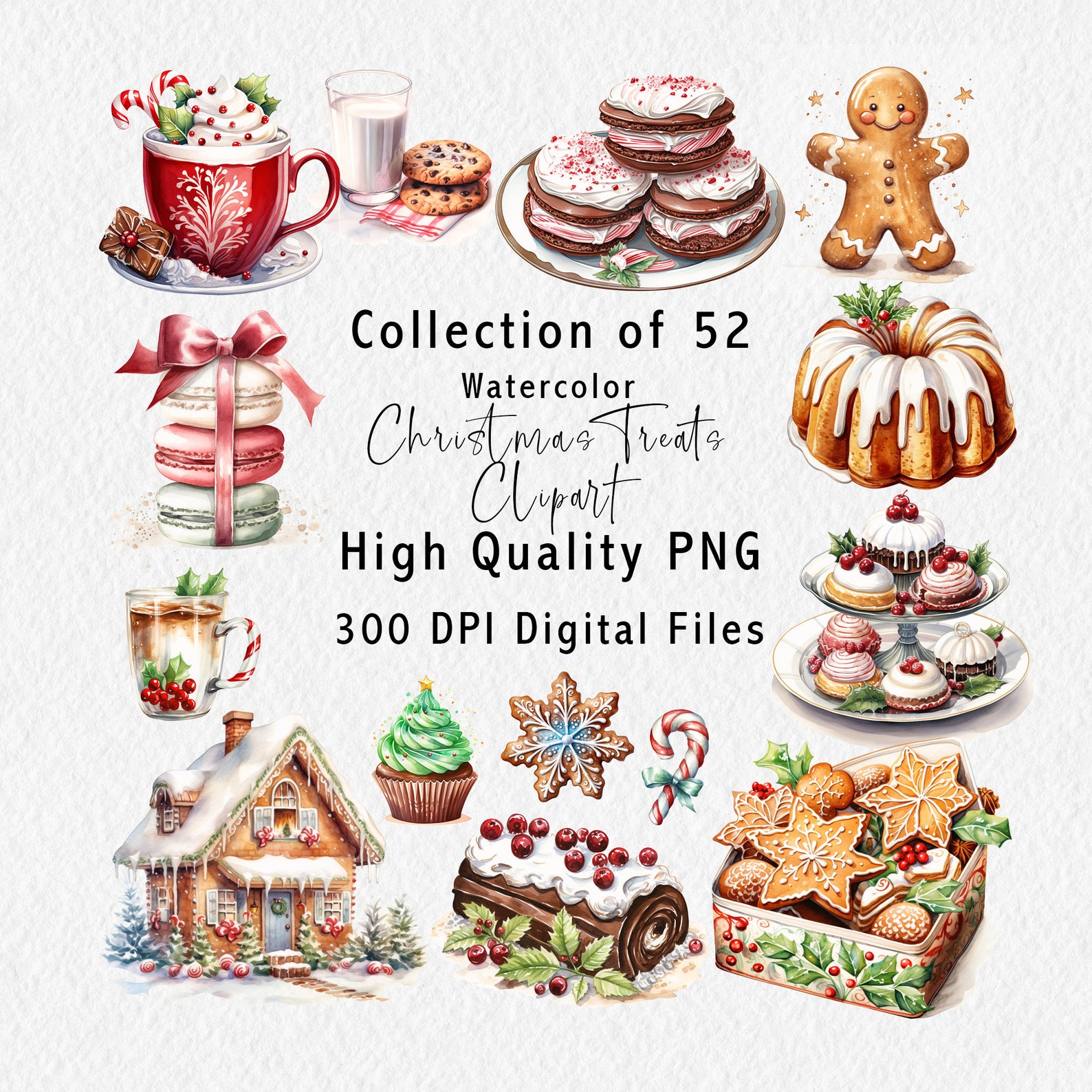 Christmas Treats Clipart - 52 Digital Graphics for Instant Download ...