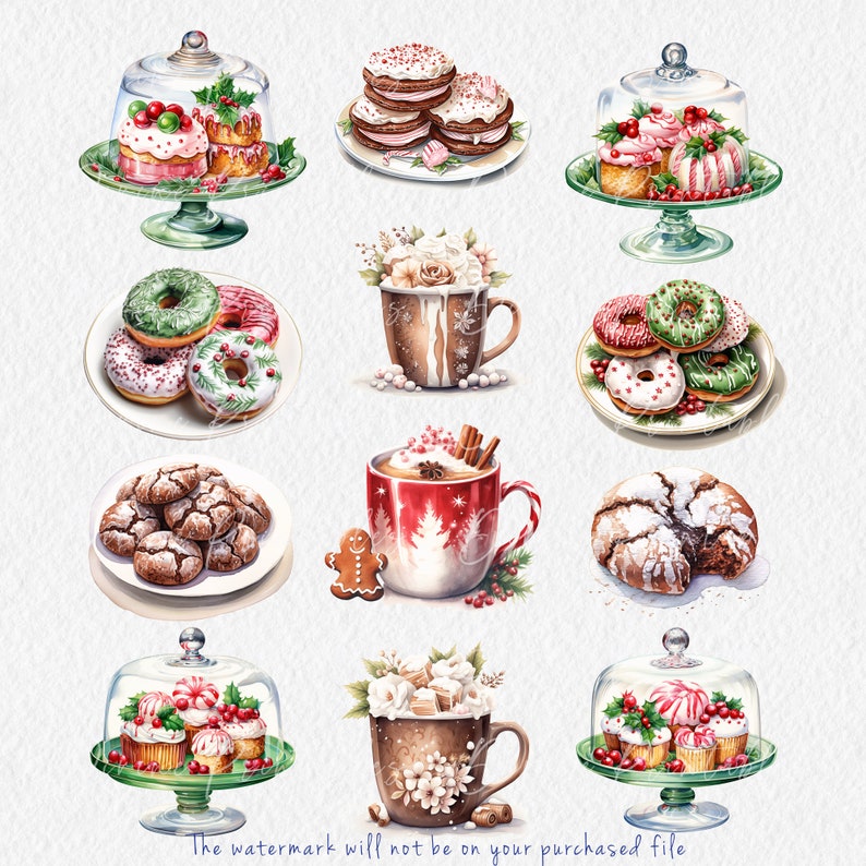 Christmas Treats Clipart - 52 Digital Graphics for Instant Download ...