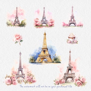 Paris Eiffel Tower Clipart - 46 Digital Art Graphics - Instant Download ...