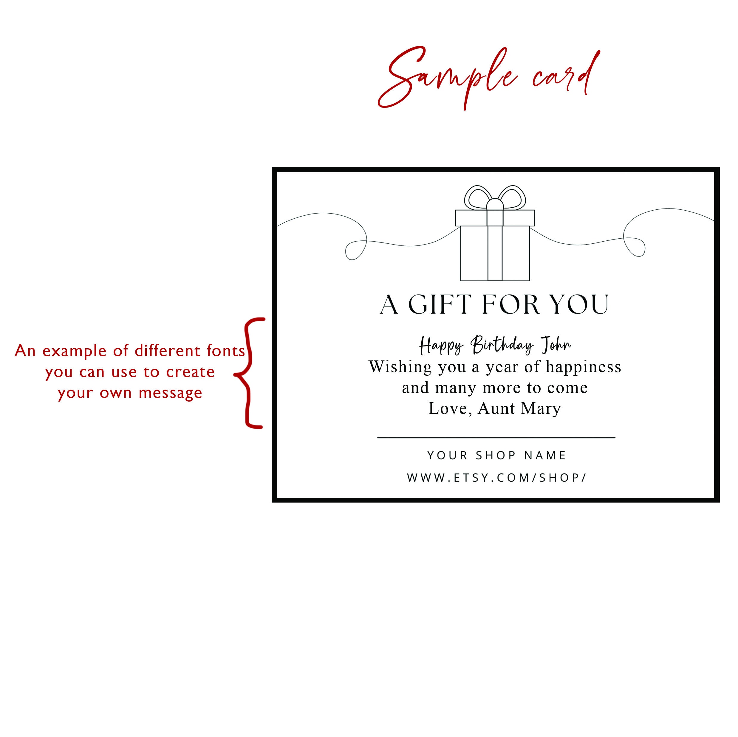 Gift Message Template - for Instant Download - Commercial Use - Canva ...