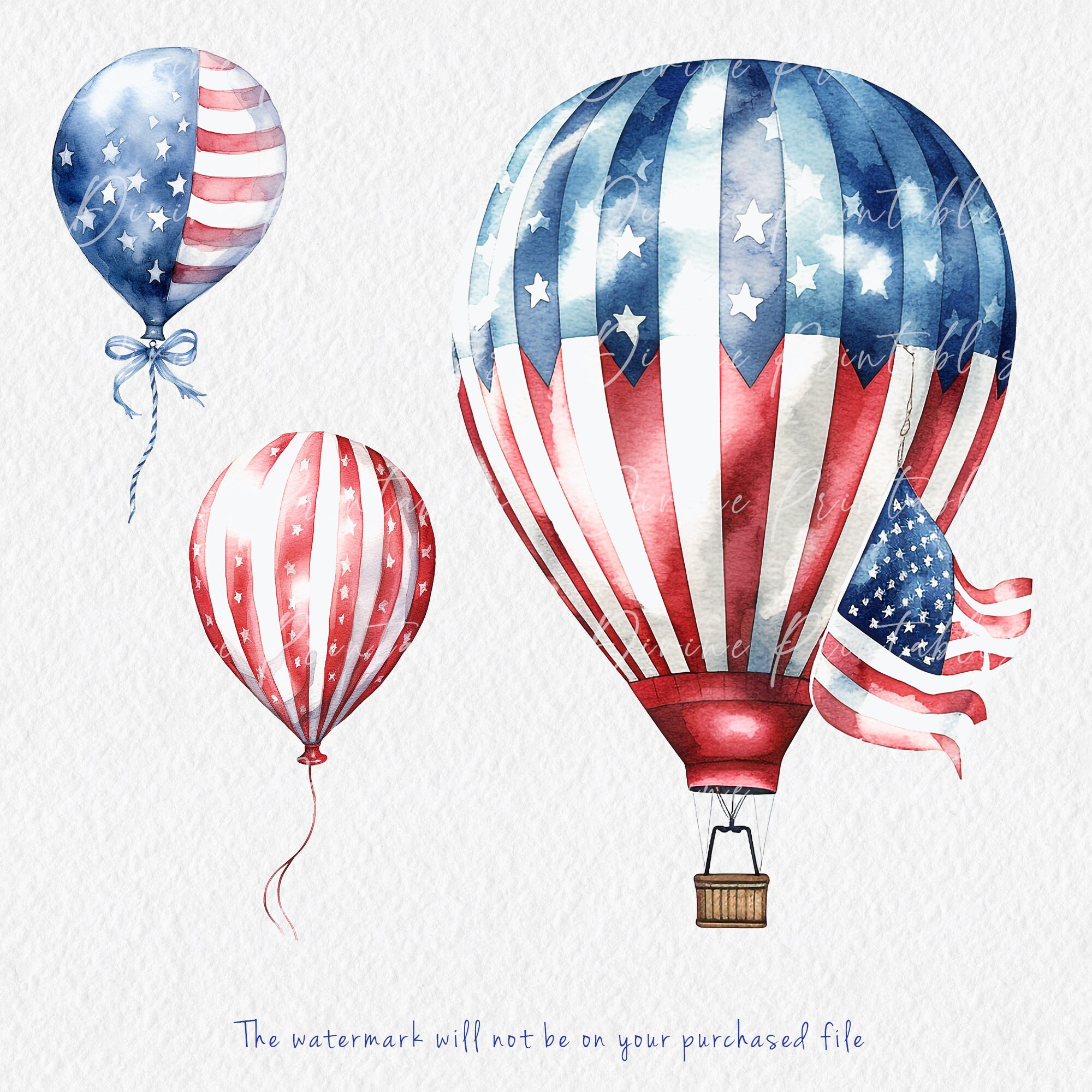 Watercolor Fourth of July Clipart - 17 Digital Graphics for Instant ...