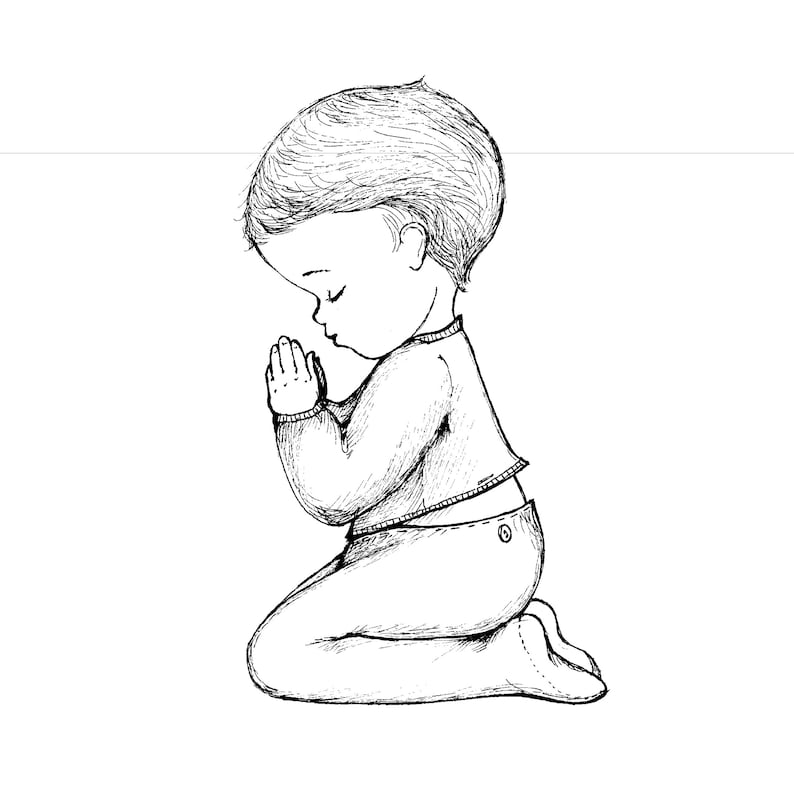 Praying Little Boy - Digital Artwork - Wall Art - Nursery - Sunday ...