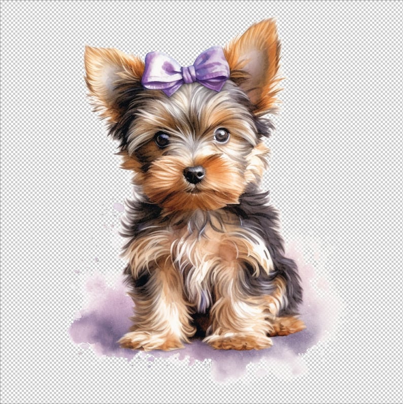 Watercolor Yorkshire Terrier Clipart - 15 Digital Graphics for Instant ...