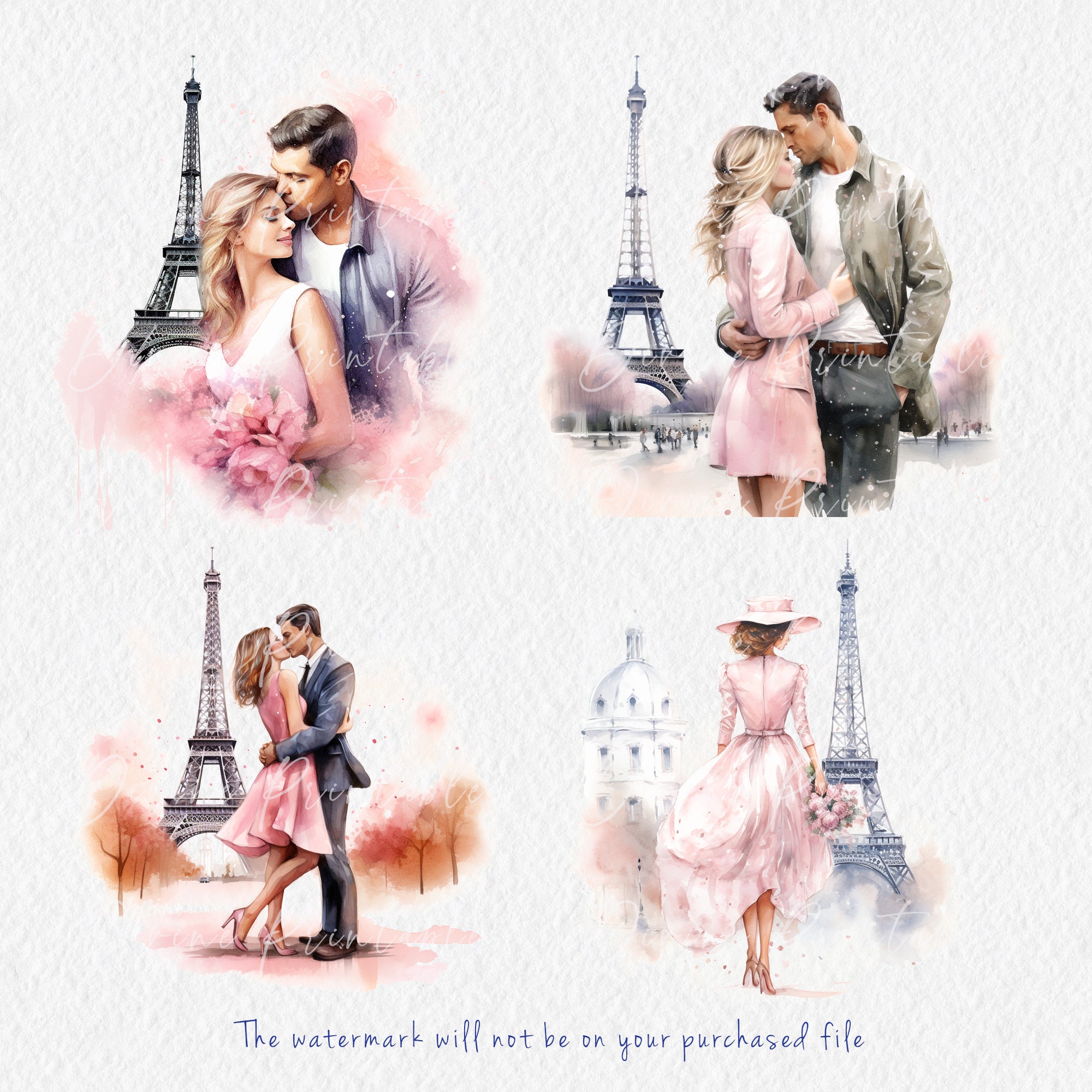 Paris Eiffel Tower Clipart - 46 Digital Art Graphics - Instant Download ...