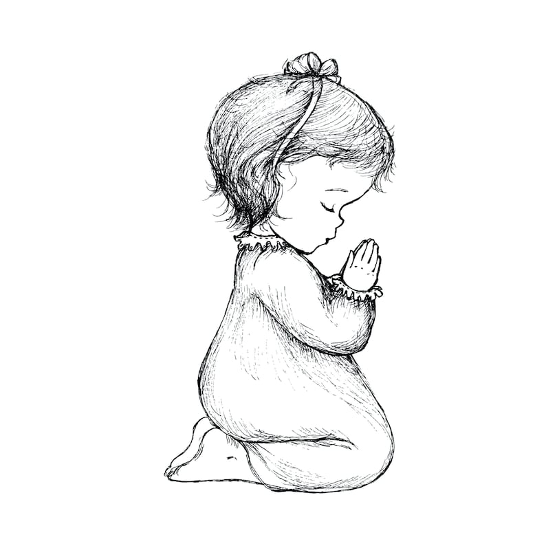 Praying Little Girl - Digital Artwork - Wall Art - Nursery - Sunday ...