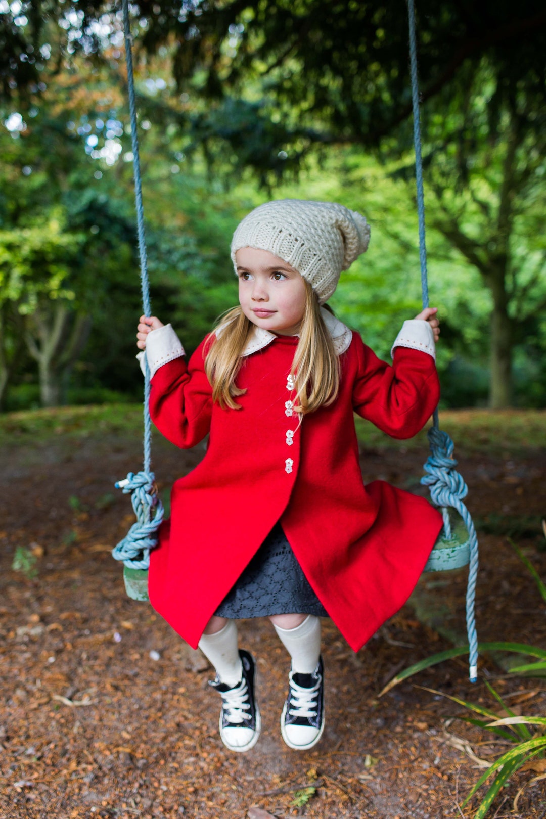 Girl's Vintage Christmas Woolen Winter Coat in Red and Green - Etsy