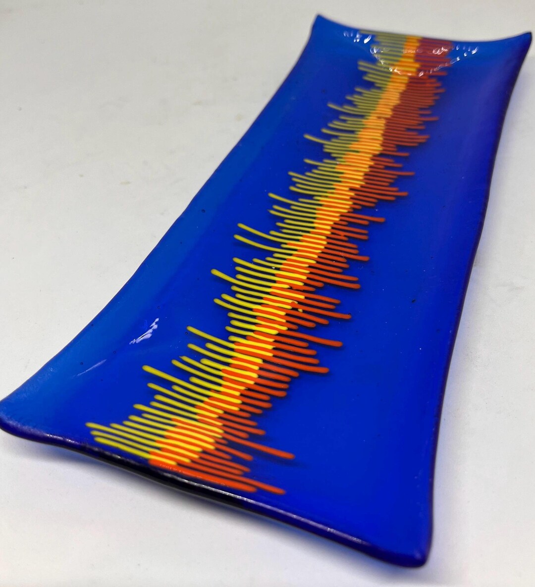 Pulse 5; Modern Fused Art Glass Spoon Rest Made With Orange, Yellow ...