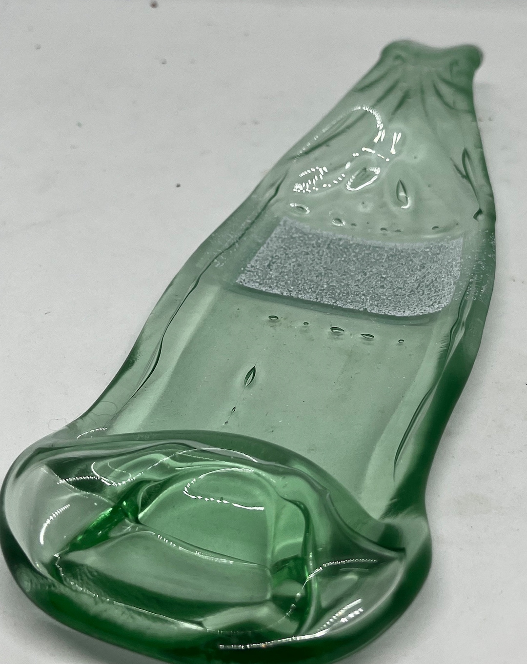 Slumped Coca Cola Bottle fused Art Glass Spoon Rest - Etsy