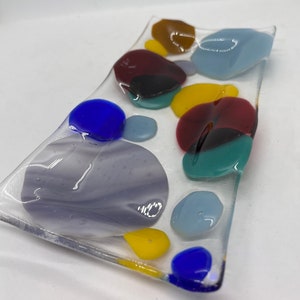Color Dots 1 Modern Fused Art Glass Plate, Dish, Spoon Rest Made With ...